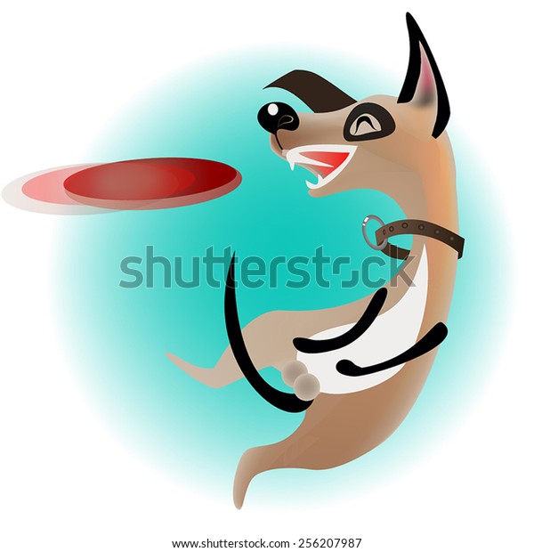 Little Dog Catching Frisbee Vector Illustration Stock Vector (Royalty ...