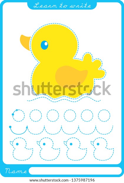 Little Duck Preschool Worksheet Practicing Fine Stock Vector (Royalty ...