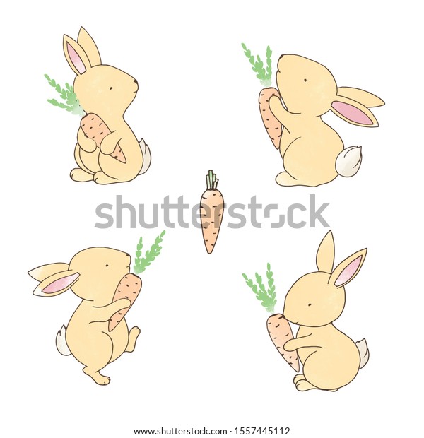 Little Easter Bunnies Carrots Clip Art Stock Vector (Royalty Free ...