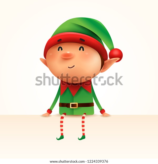 O pequeno elfo senta na borda.: vetor stock (livre de direitos ...