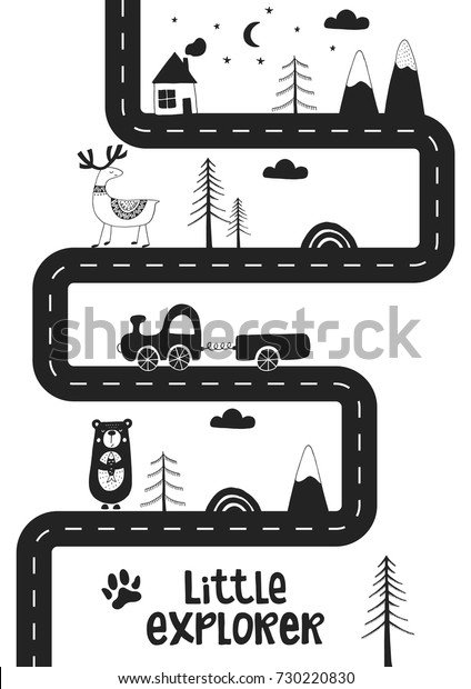 Little Explorer Cute Hand Drawn Nursery Stock Vector (Royalty Free ...