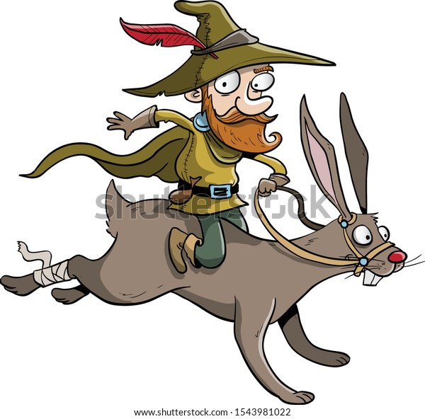 Little Forest Elf Riding Rabbit Stock Vector (Royalty Free) 1543981022