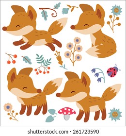 Little Fox Vector Illustration Stock Vector (Royalty Free) 261723590 ...