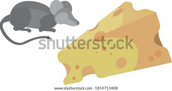 Little Gray Mouse Large Piece Cheese Stock Vector (Royalty Free ...
