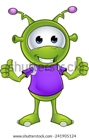 Little Green Alien Giving Two Thumbs Stock Vector (Royalty Free ...