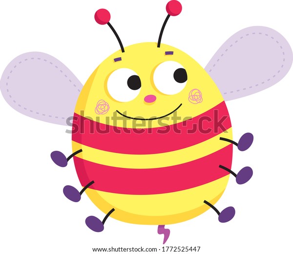 Little Happy Bumble Bee Flying Around Stock Vector (Royalty Free ...