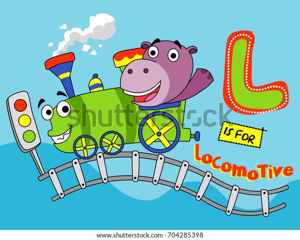 Little Hippos Ride Train Vector Illustration Stock Vector (Royalty Free ...
