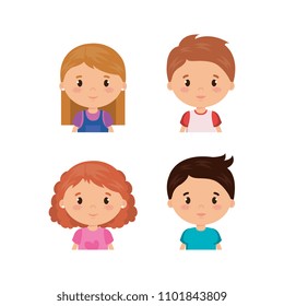 Set Children Cartoon Character Cheerful Cute Stock Vector (Royalty Free ...
