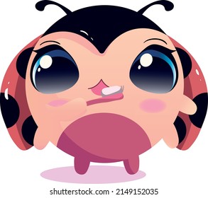 Little Ladybug Brushing His Teeth Stock Vector (Royalty Free ...