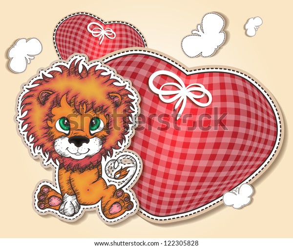 Little Lion Hearts Hearts Stock Vector (Royalty Free) 122305828 ...