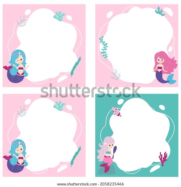 Little Mermaids Set Vector Frames Form Stock Vector (Royalty Free ...