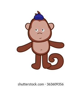 Little Monkey Boy Blue Cap Stock Vector (Royalty Free) 363609356 ...