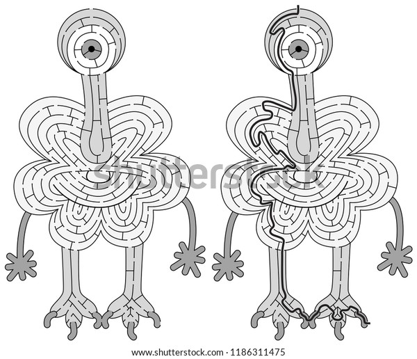 Little Monster Maze Kids Solution Black Stock Vector (Royalty Free ...