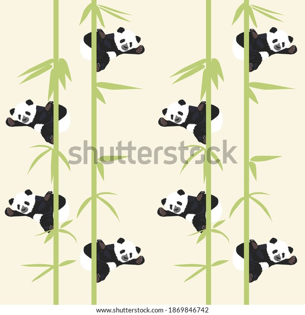 Little Panda Hanging Bamboo Tree Panda Stock Vector (Royalty Free ...