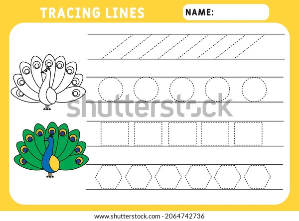 Little Peacock Preschool Worksheet Practicing Fine Stock Vector ...