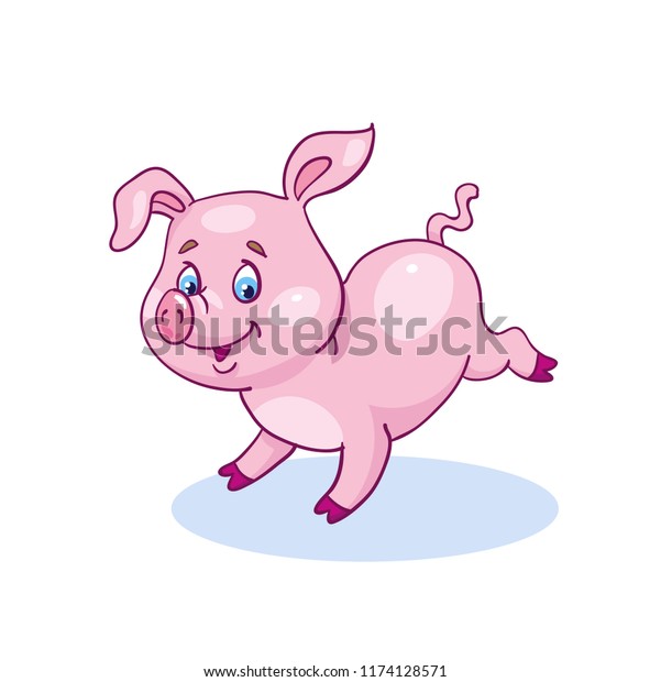 Little Piglet Jumping Fun On Meadow Stock Vector (Royalty Free ...