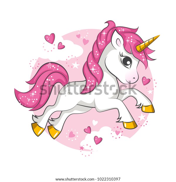 Little Pink Magical Unicorn Vector Design Stock Vector (Royalty Free ...