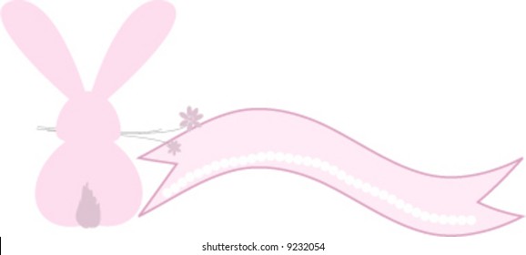 Little Pink Rabbit Sitting Bannervector Stock Vector (Royalty Free) 9232054