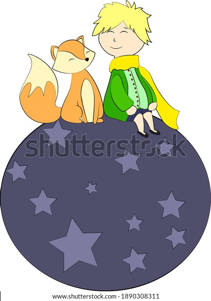 El principito con un zorro.: vector de stock (libre de regalías ...