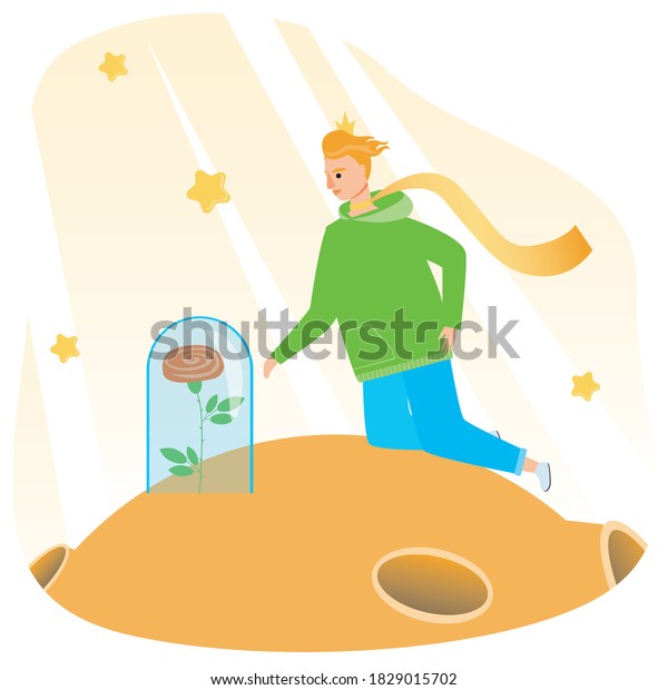 Little Prince Red Rose Under Cap Stock Vector (Royalty Free) 1829015702 ...
