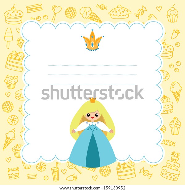 Little Princess Card Template Blank Space Stock Vector (Royalty Free ...