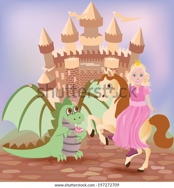 Little Princess Cute Dragon Vector Illustration Stock Vector (Royalty ...