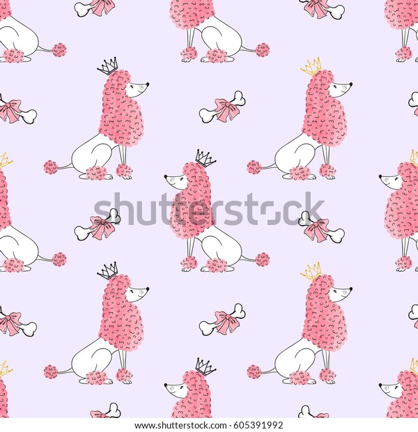 Little Princess Dogs Pattern Seamless Vector Stock Vector (Royalty Free ...