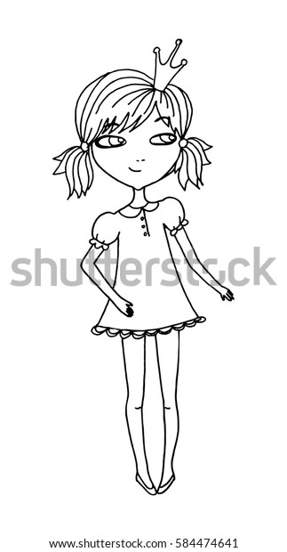 Little Princess Outline Vector Illustration Cute Stock Vector (Royalty ...