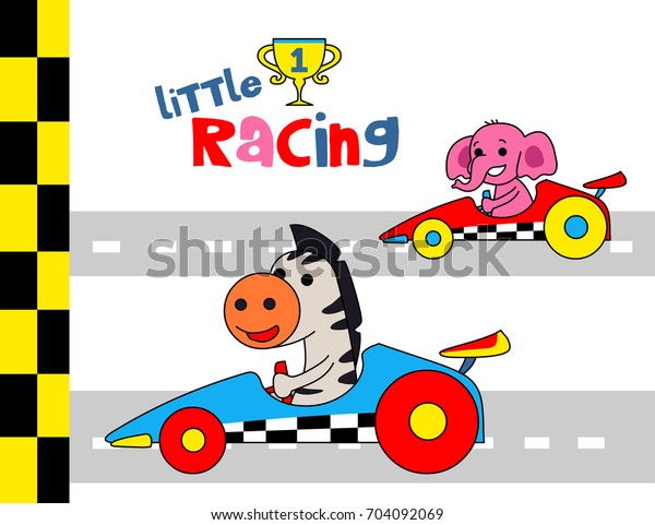 Little Racing Zebra Elephant Vector Illustration: เวกเตอร์สต็อก (ปลอด ...