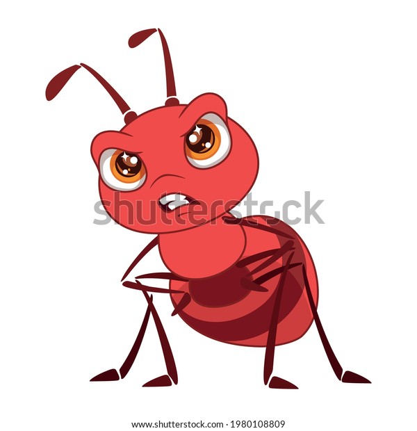 Little Red Ant Angrycartoon Vector Illustration Stock Vector (Royalty ...
