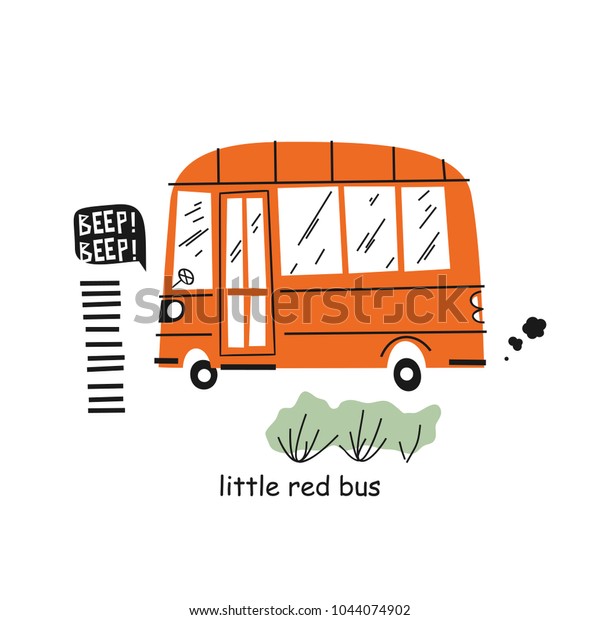 Little Red Bus Illustration Vector Bus Stock Vector (Royalty Free ...
