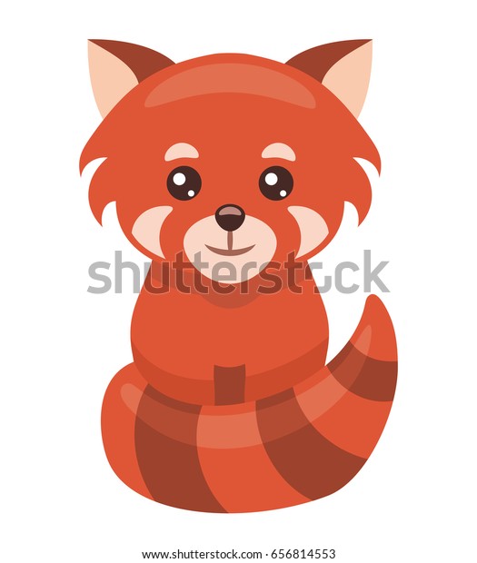 Little Red Panda Cartoon Isolated On Stock Vector (Royalty Free ...