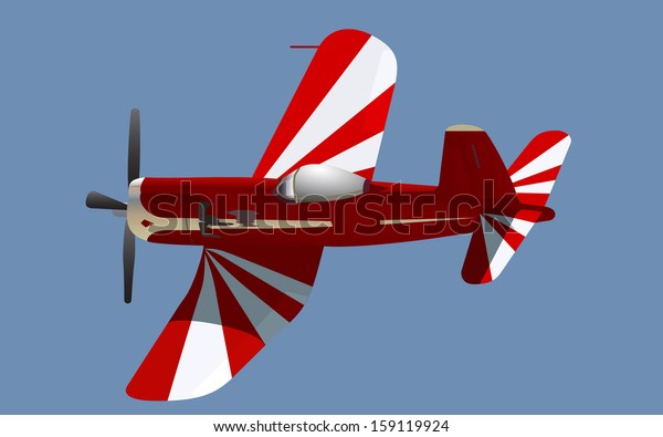 Little Red Propeller Plane Fully Editable Stock Vector (Royalty Free ...