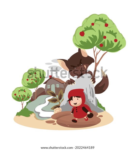 Little Red Riding Hood Vector Illustration Stock Vector (Royalty Free ...