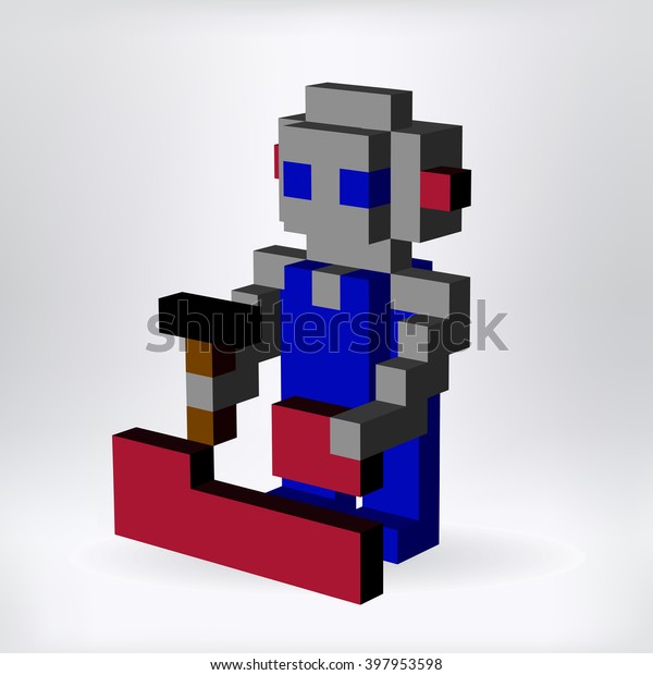 Little Robot 3d Pixel Art Design Stock Vector (Royalty Free) 397953598 ...