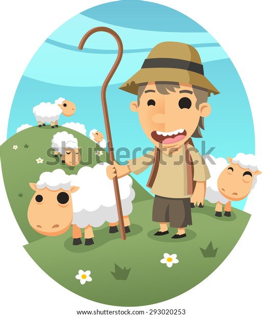 Little Shepperd Herd Vector Cartoon Illustration Stock Vector (Royalty ...