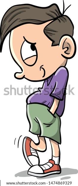 Little Shy Timid Little Boy Stock Vector (Royalty Free) 1474869329