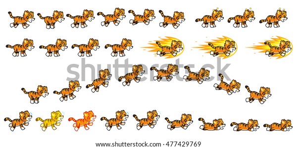 Little Tiger Game Sprites Suitable Side Stock Vector (Royalty Free ...