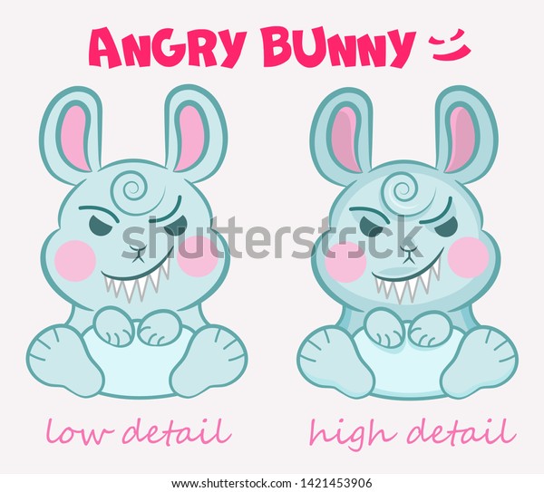 Little Vector Cute Evil Bunny Sitting Stock Vector (Royalty Free ...