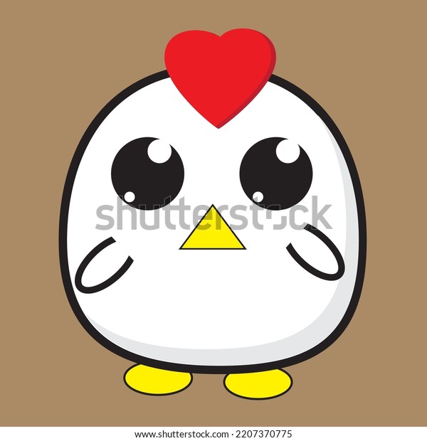 Little White Cute Chibi Chiken Mascot Stock Vector (Royalty Free ...