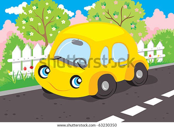 Little Yellow Car Stock Vector (Royalty Free) 63230350 | Shutterstock