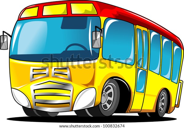 Little Yellow School Bus Red Roof Stock Vector (Royalty Free) 100832674