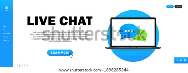 Live Chat Banner Message Icon Flat Stock Vector (Royalty Free ...