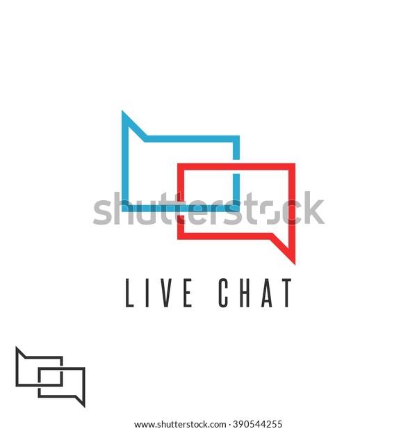 Live chat logo mockup, speech message red and blue emblem communication ...