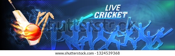 Live Cricket Header Banner Design Cricket Stock Vector (Royalty Free ...