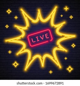 Live Neon Sign Live Logo Neon: เวกเตอร์สต็อก (ปลอดค่าลิขสิทธิ์ ...