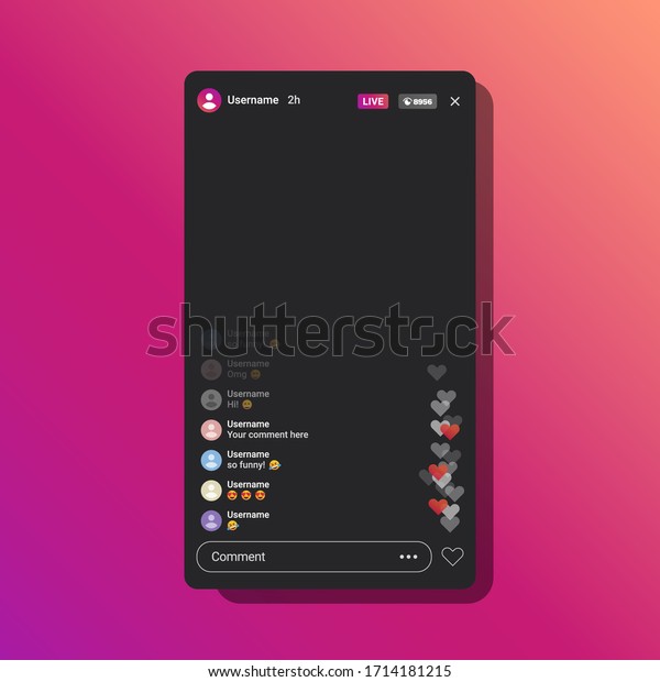 Live Stream Social Media App Interface Stock Vector (Royalty Free ...
