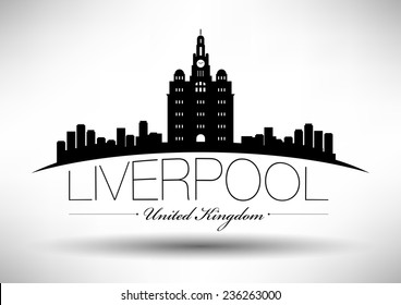 Liverpool Skyline Typography Design Stock Vector (Royalty Free ...