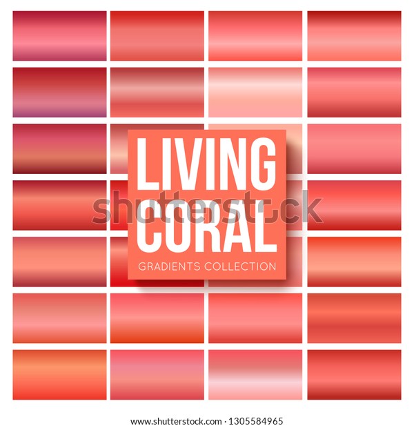 Living Coral Gradients Collection Rectangular Shaped Stock Vector ...