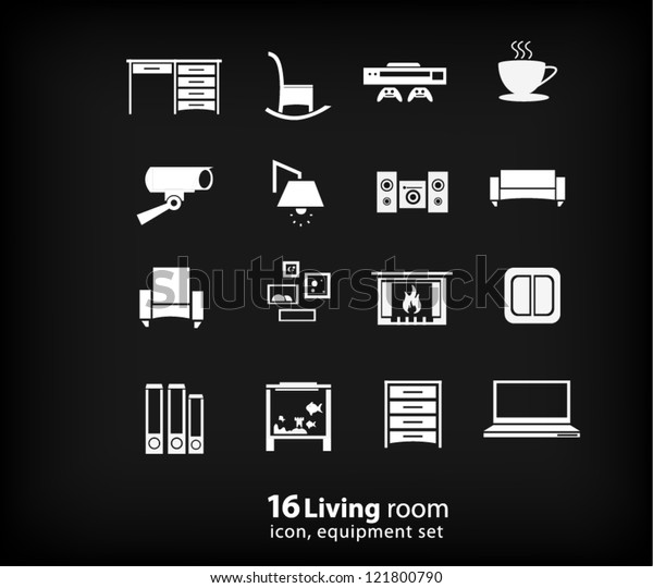 Living Room Equipment Set Vector Stock Vector (Royalty Free) 121800790 ...